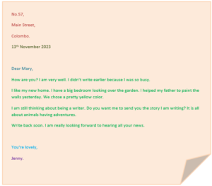 Let’s see the format of an informal letter: